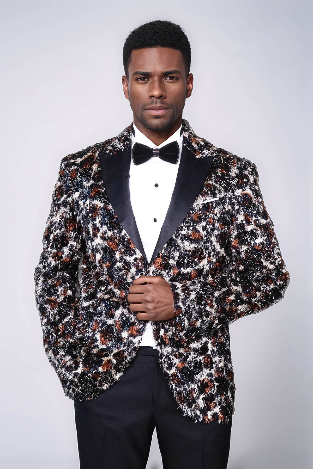 White and Black Feather Patterned Men's Prom Jacket - Wessi – Wessi ...
