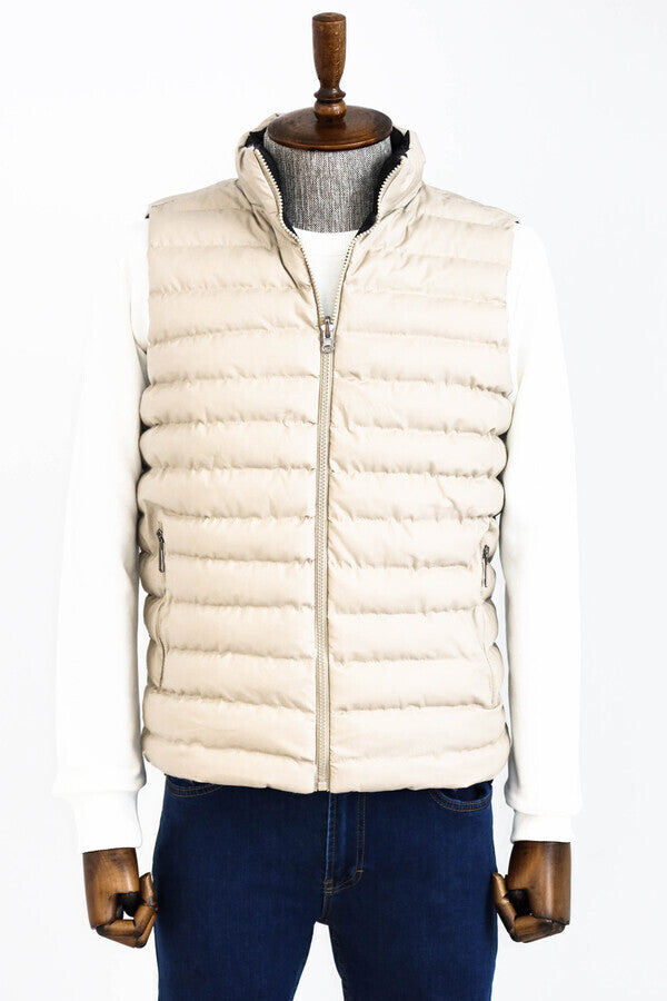 Reversible Puffer Cream Men Down Vest - Wessi – Wessi Wholesale