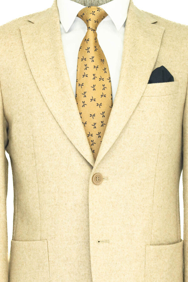 Slim Fit Plain Wide Lapel Cream Men Wool Blazer - Wessi – Wessi Wholesale